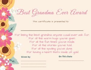 Free Printable Best Grandma Certificate of Appreciation - Cassie Smallwood