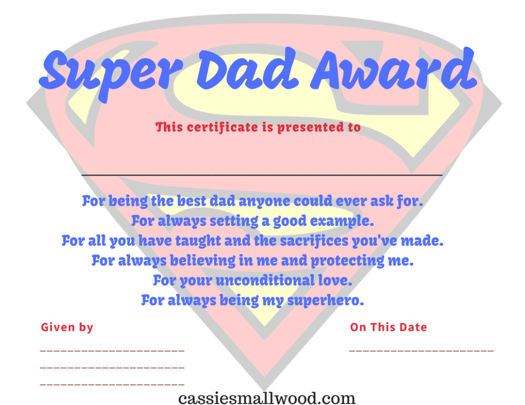 Best Dad Awards Personalized Gift For Dad (Free Printable) - Cassie ...