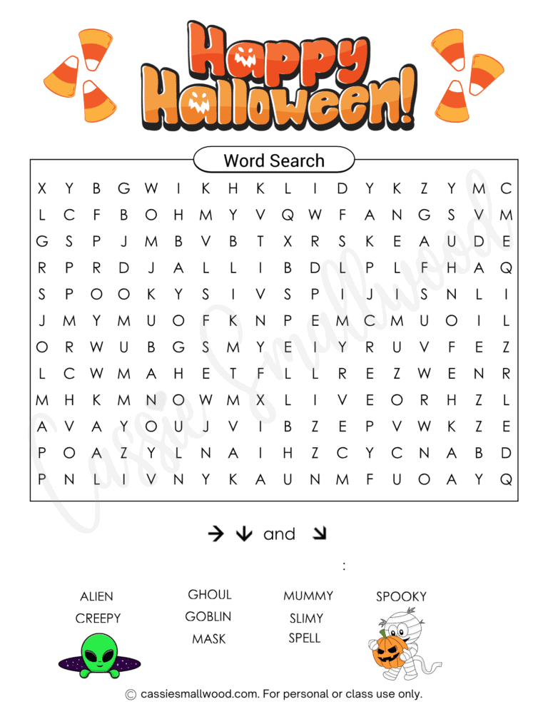 FUN Free Printable Halloween Word Searches - Cassie Smallwood