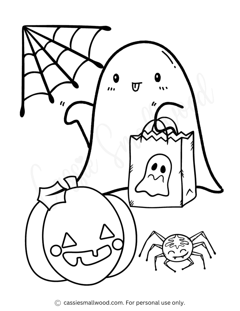 THE CUTEST Ghost Coloring Pages - Cassie Smallwood