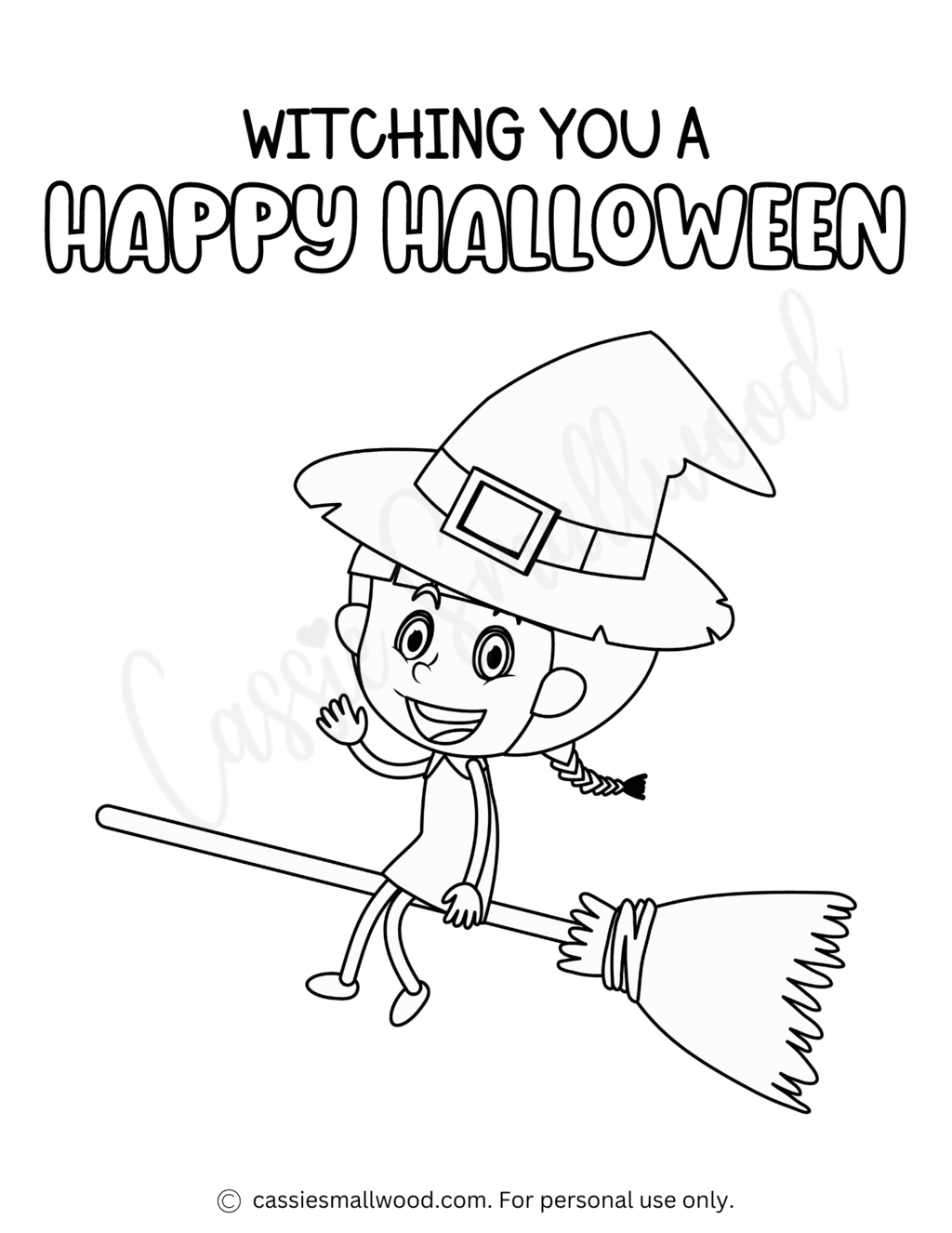 Cute Witch Coloring Page - Cassie Smallwood
