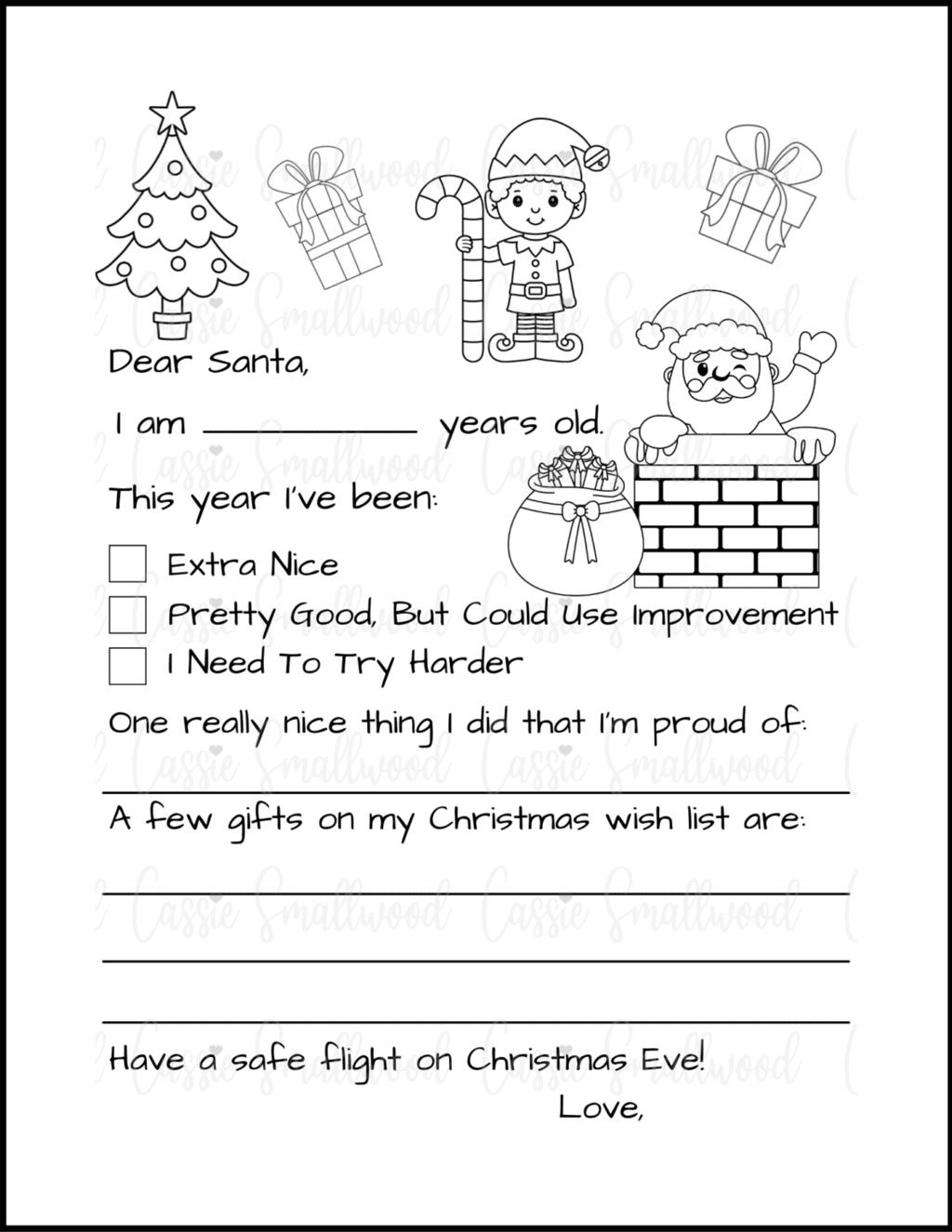 Free Printable Fill In The Blank Letter To Santa Template - Cassie ...