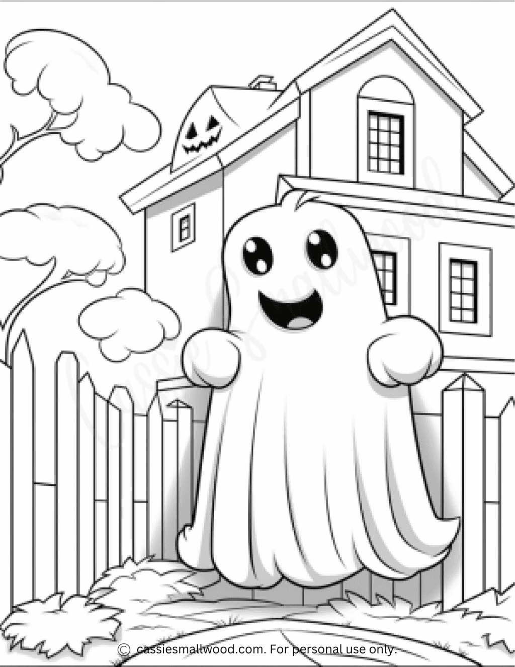 THE CUTEST Ghost Coloring Pages - Cassie Smallwood