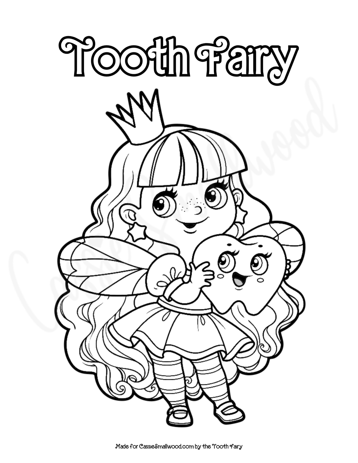 Free Printable Tooth Fairy Coloring Page - Cassie Smallwood