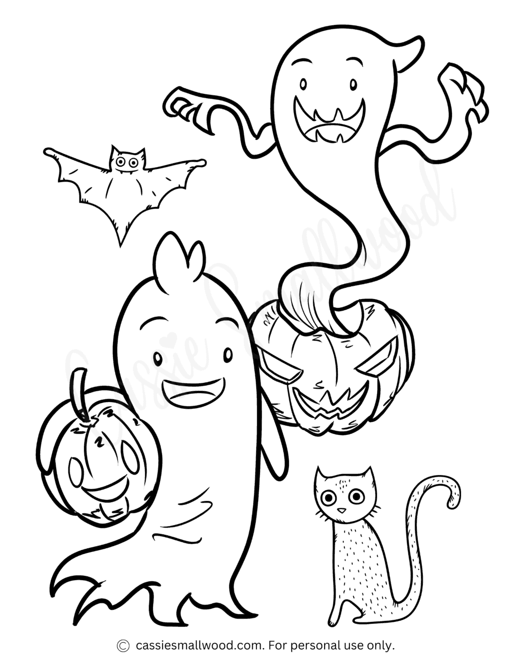 THE CUTEST Ghost Coloring Pages - Cassie Smallwood