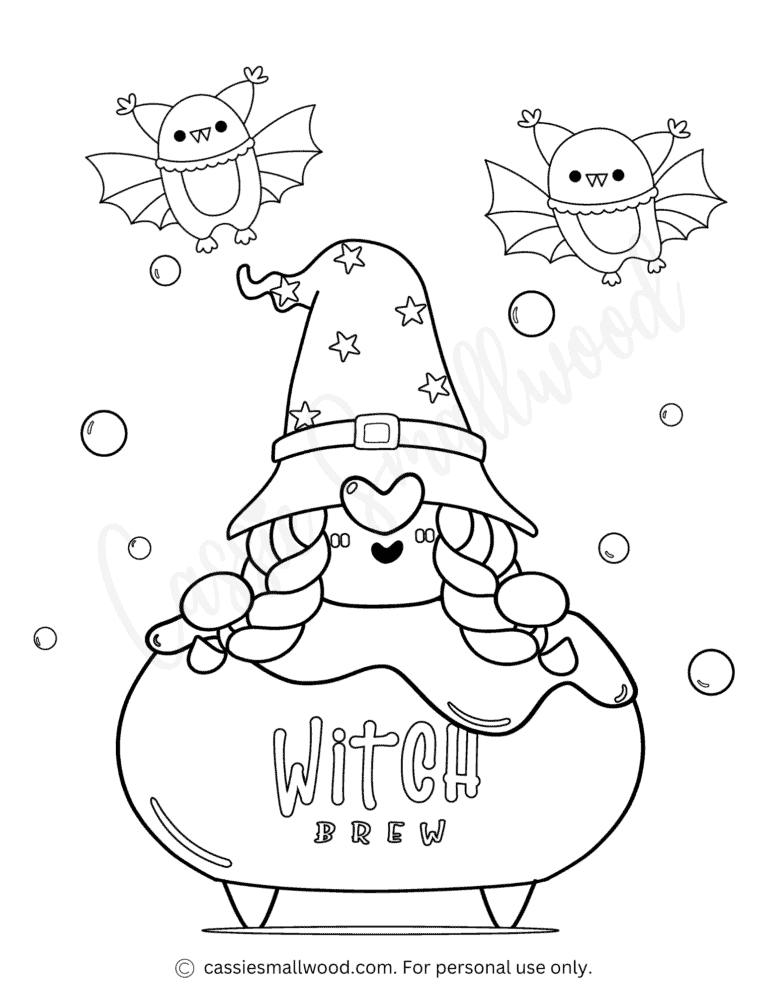 CUTE Halloween Witch Coloring Pages - Cassie Smallwood