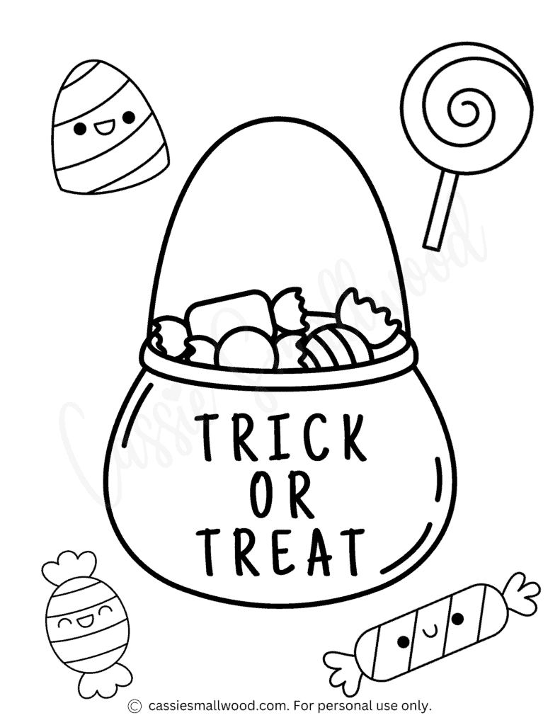 Hoween Coloing Sheet Of Candy Halloween Pumpkin And Candies Doodle