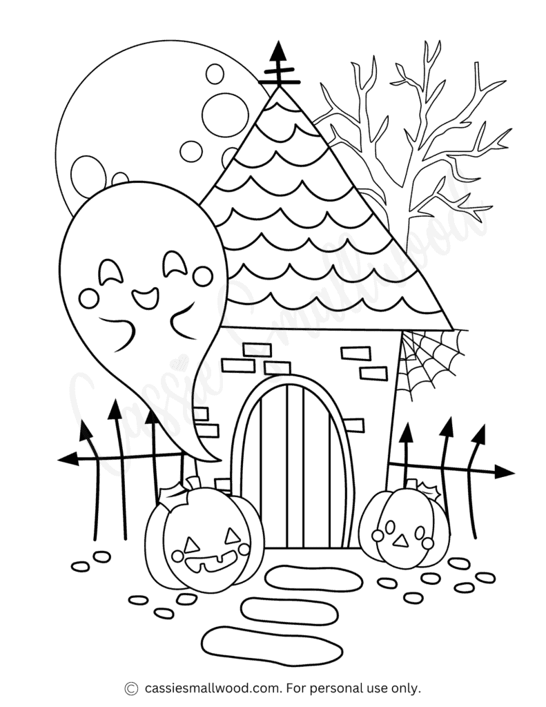 Coloring Halloween House Printable Haunted House Coloring Pages PDF