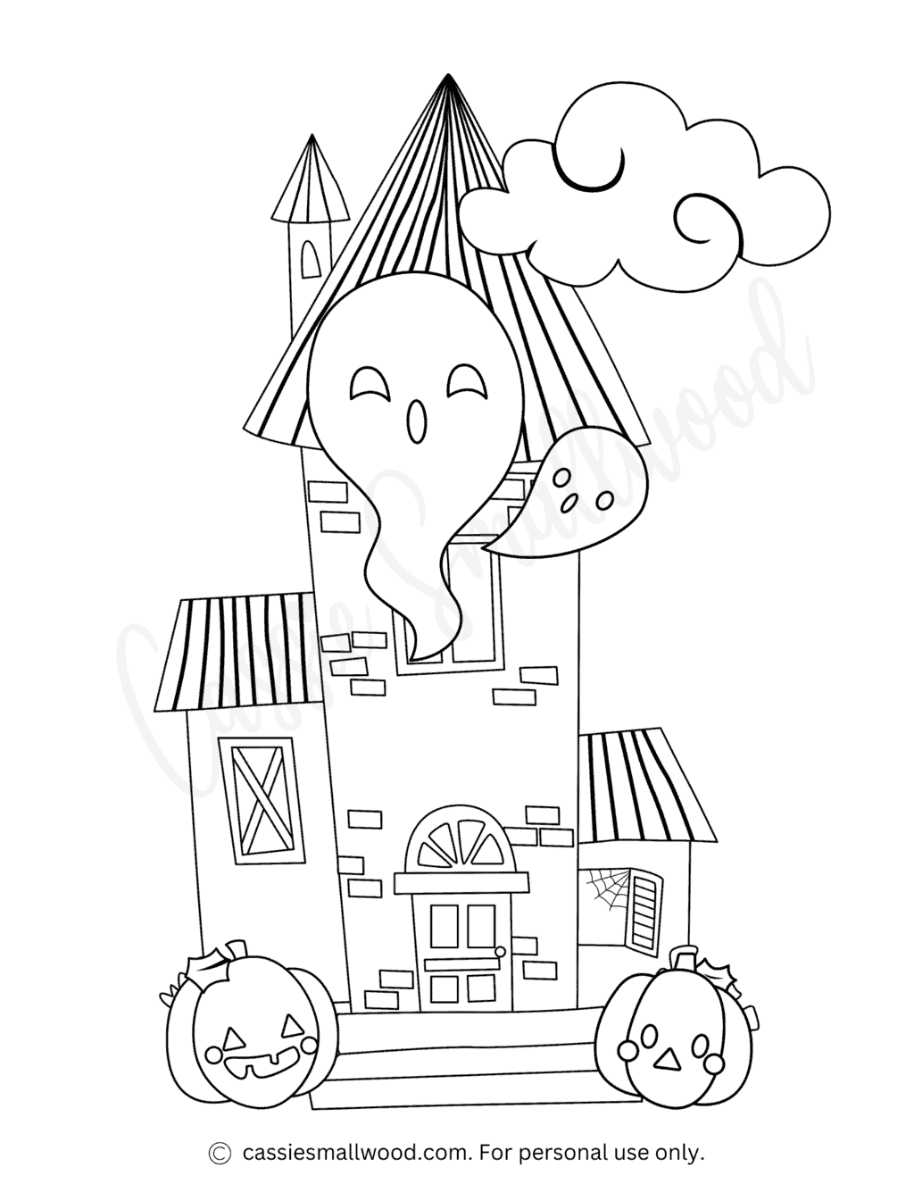 Haunted House Printable Coloring Page - Cassie Smallwood