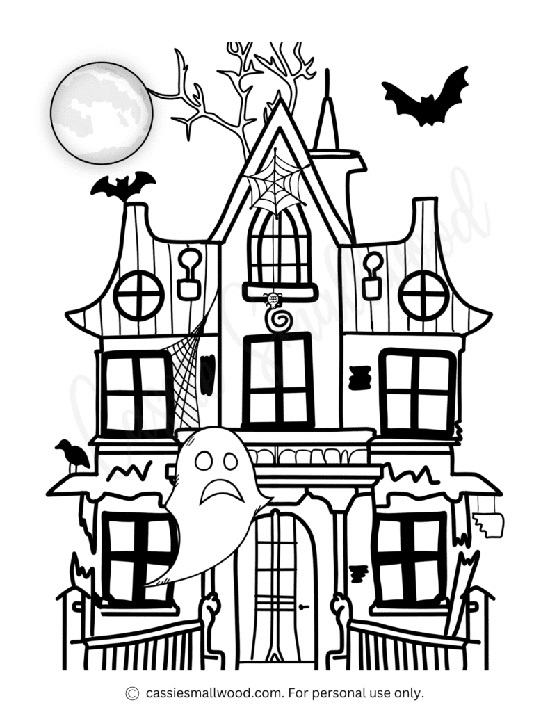 THE BEST Haunted House Coloring Pages - Cassie Smallwood