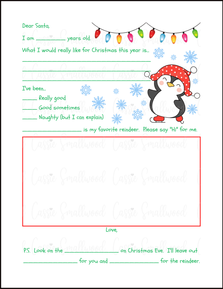 Free Printable Fill In The Blank Letter To Santa Template - Cassie ...