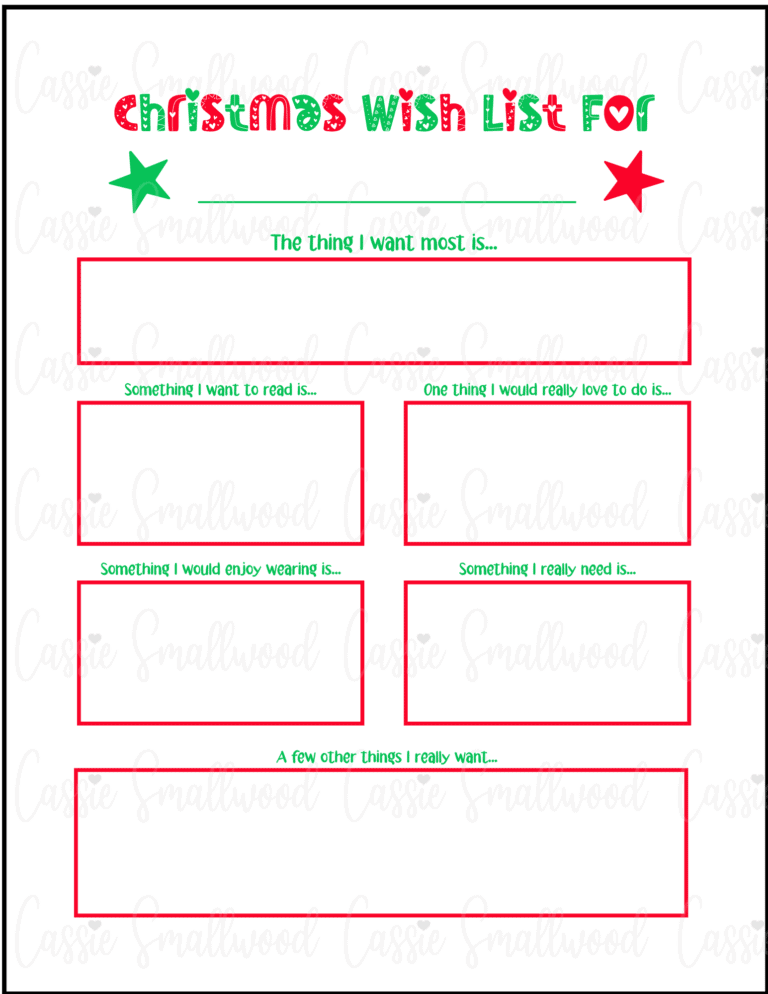 Cute Santa Wish List Printable - Cassie Smallwood