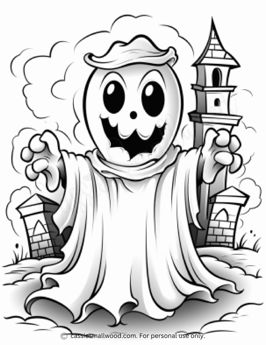 THE CUTEST Ghost Coloring Pages - Cassie Smallwood
