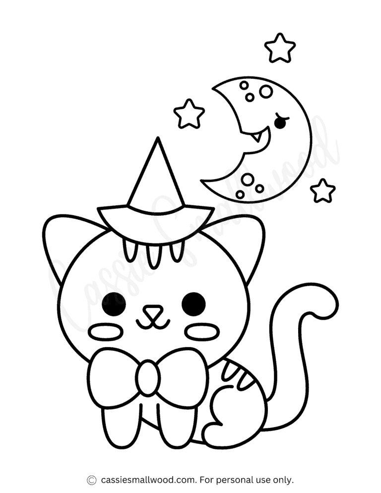 CUTE Halloween Witch Coloring Pages - Cassie Smallwood