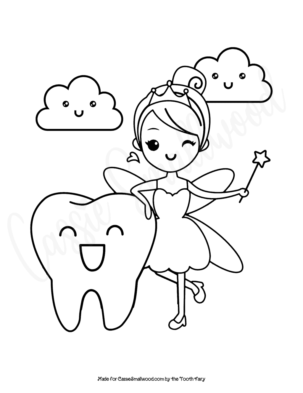 Tooth Fairy Coloring Sheet - Cassie Smallwood