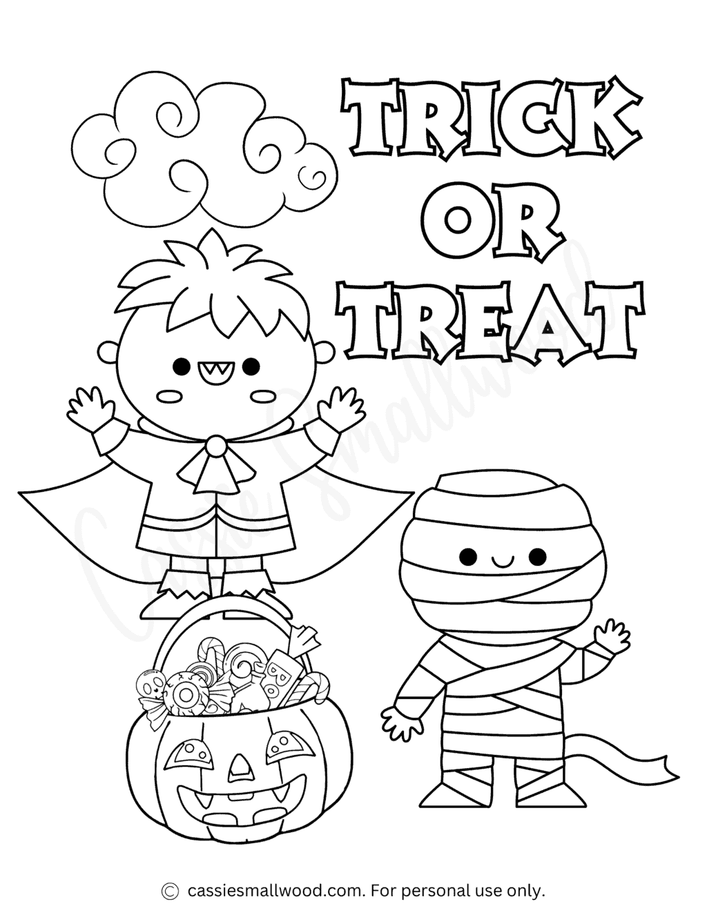 THE CUTEST Trick Or Treat Coloring Pages - Cassie Smallwood