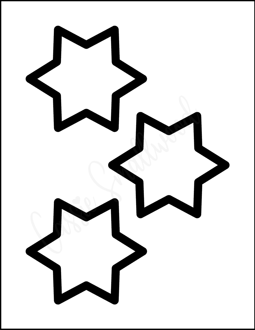 4 Inch 6 Point Star Outline Template - Cassie Smallwood