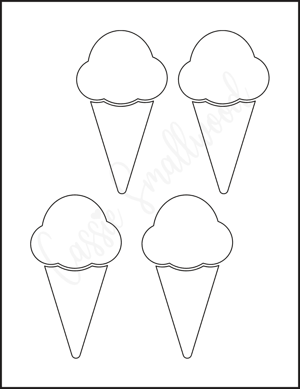 10 Cute Printable Ice Cream Templates - Cassie Smallwood