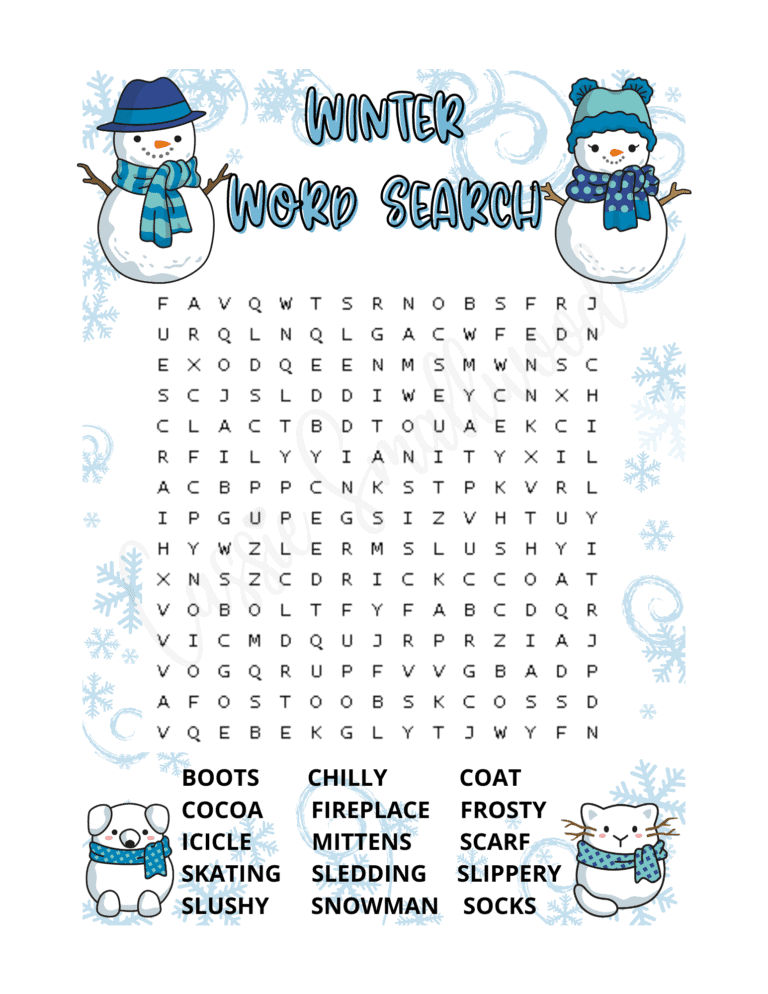 8 Fun Winter Word Searches - Cassie Smallwood