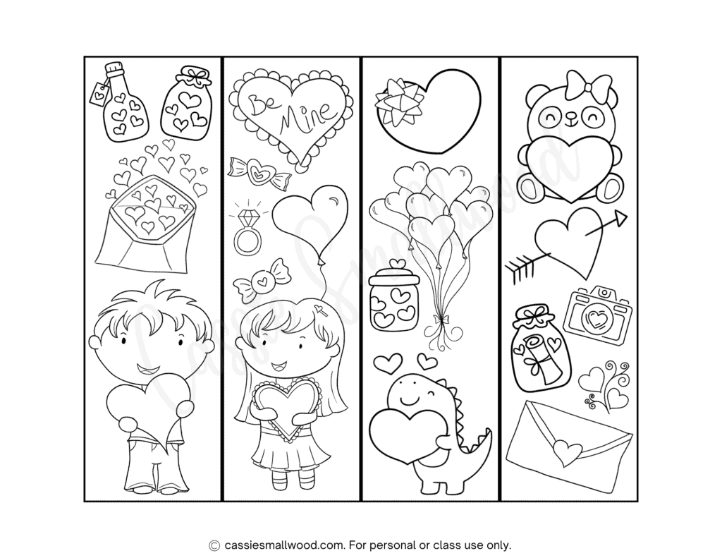 Free Printable Valentine Coloring Bookmarks (2) - Cassie Smallwood