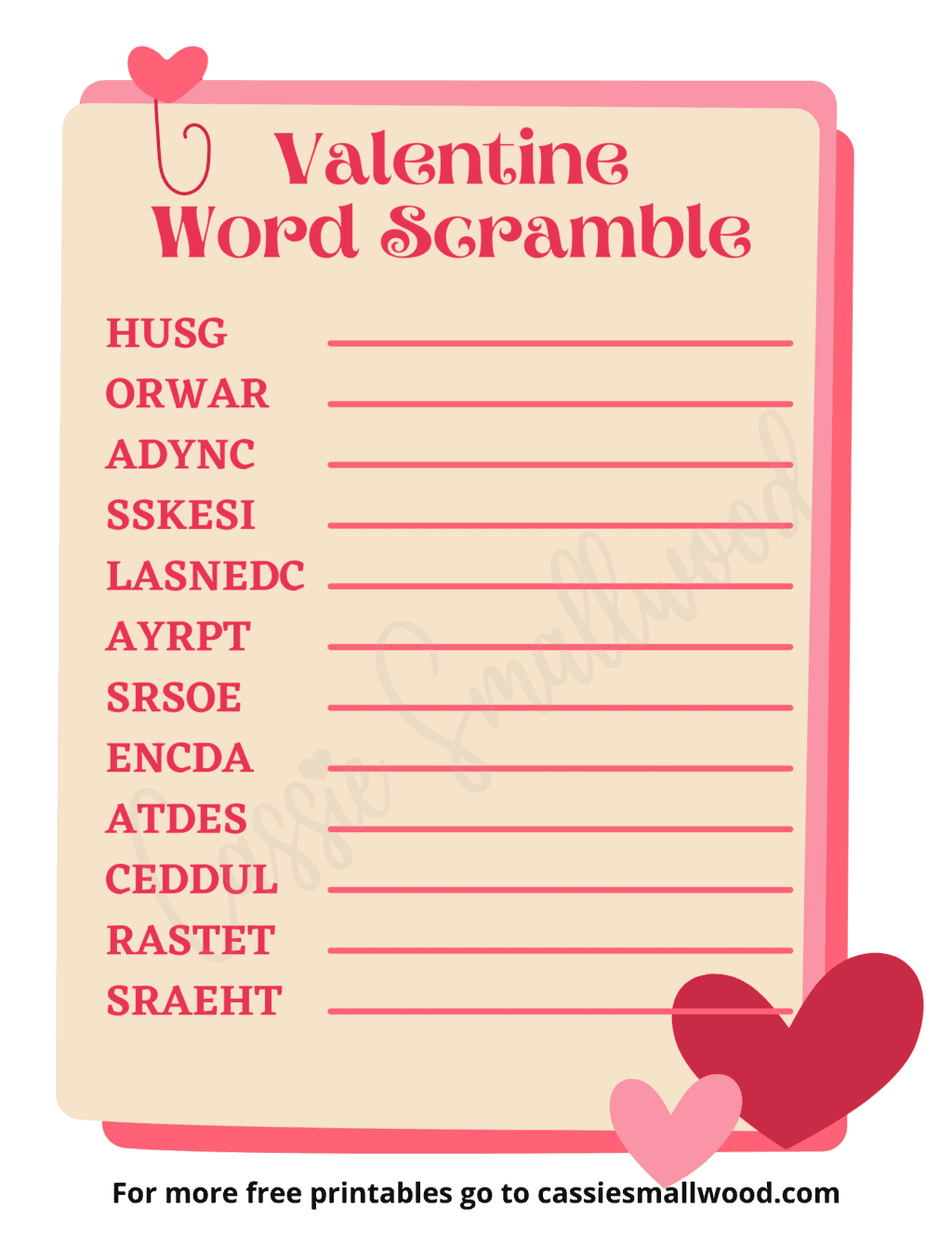 3 Fun Valentine's Day Word Scrambles (With Answers) - Cassie Smallwood