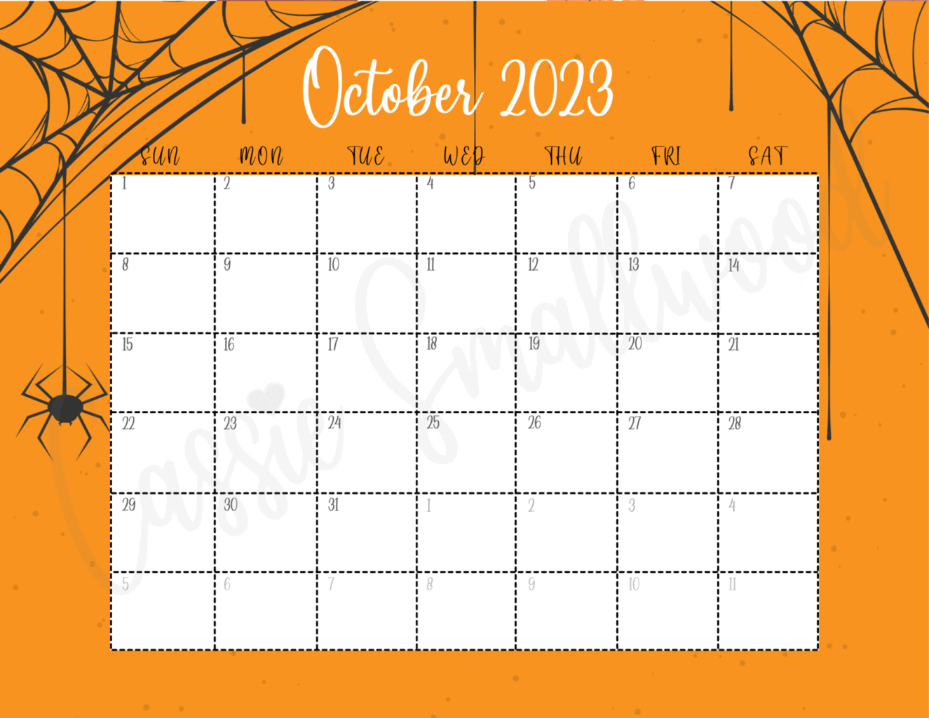 Cute Free Printable Monthly Calendar 2023 - Cassie Smallwood