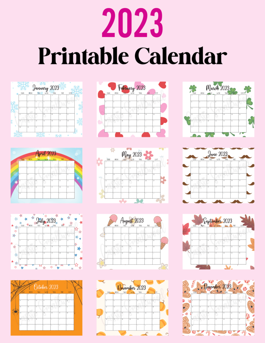 Cute Free Printable 2026 Monthly Calendar - Cassie Smallwood