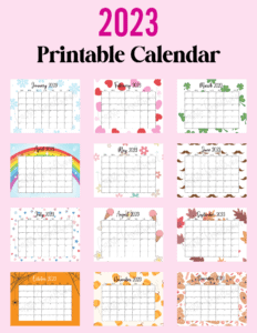 Cute Free Printable Monthly Calendar 2023 - Cassie Smallwood
