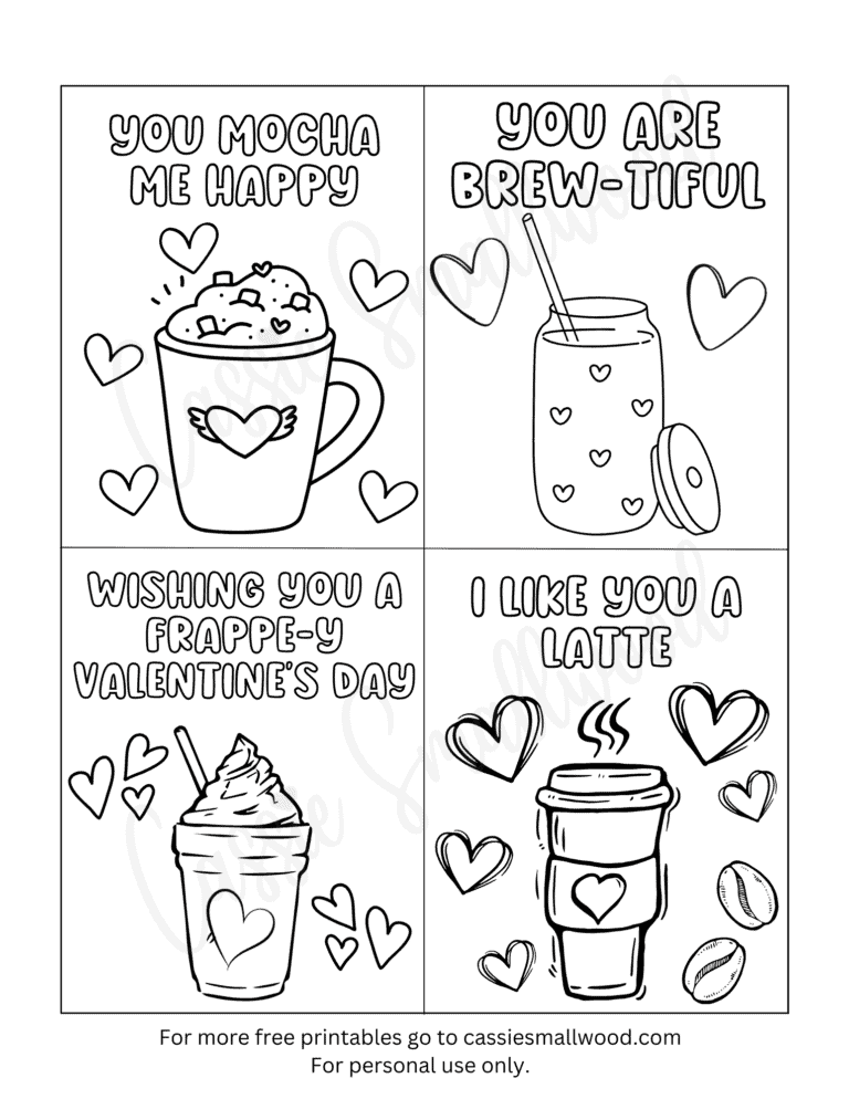 93 CUTEST Printable Valentine's Day Cards To Color - Cassie Smallwood