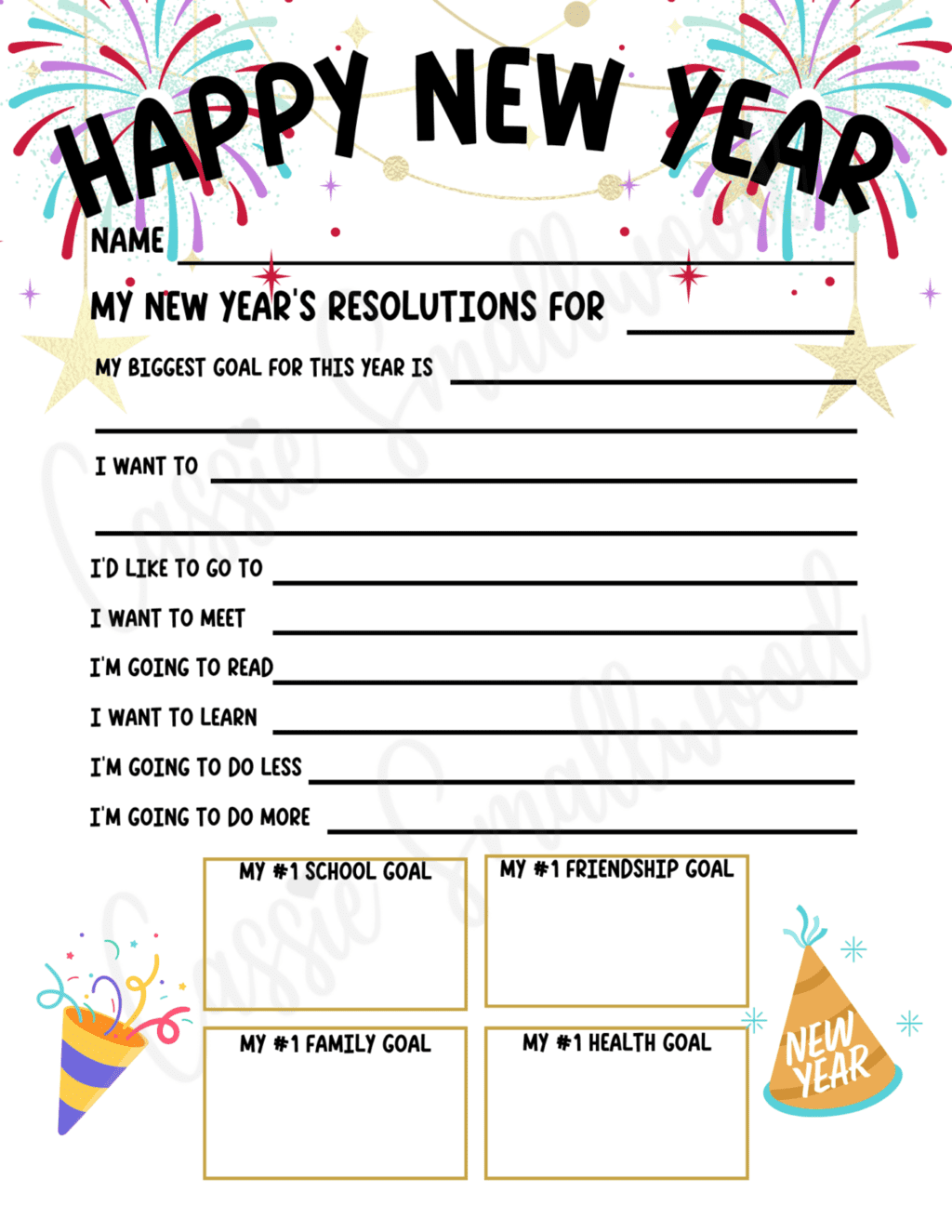 Cute New Year's Resolution Worksheets (Free Printable) - Cassie Smallwood