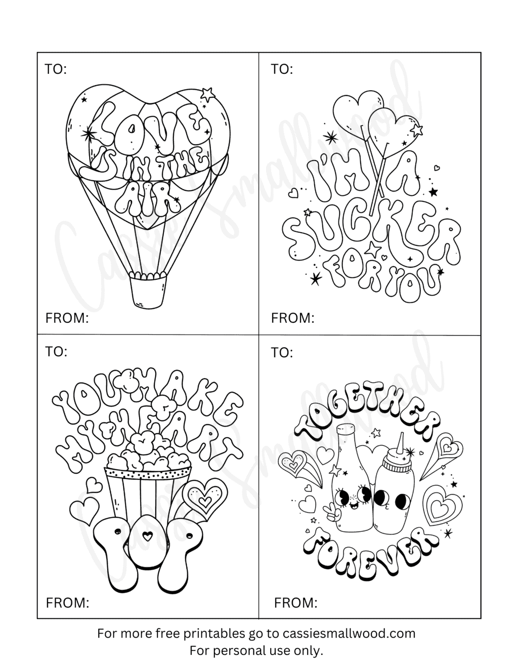 93 CUTEST Printable Valentine's Day Cards To Color - Cassie Smallwood