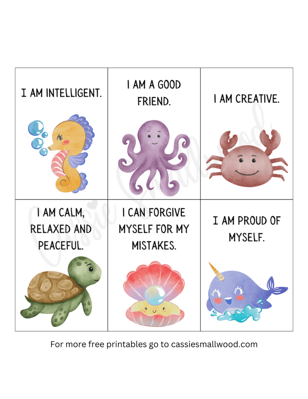Positive Affirmations For Kids (FREE PRINTABLE CARDS) - Cassie Smallwood