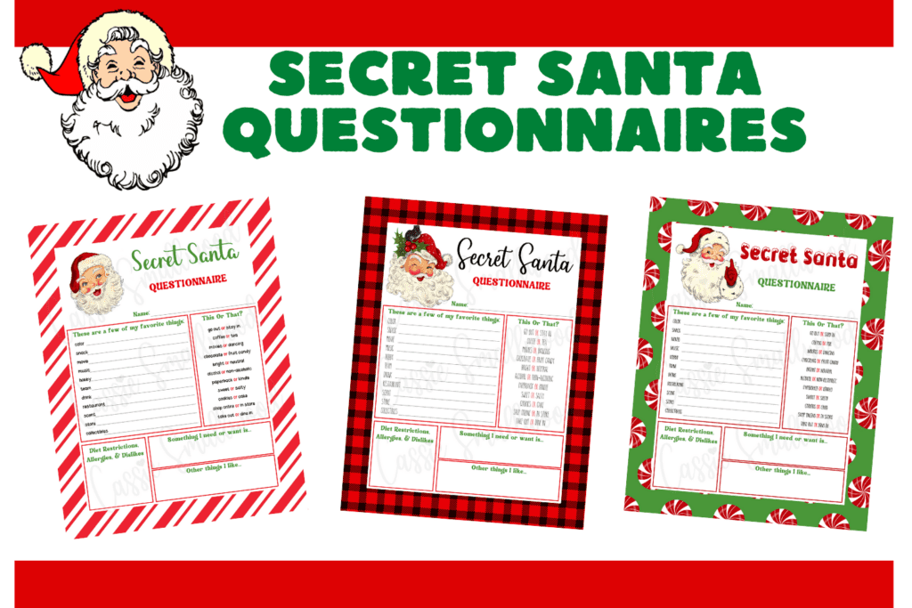 Free Printable Secret Santa Questionnaire Templates - Cassie Smallwood