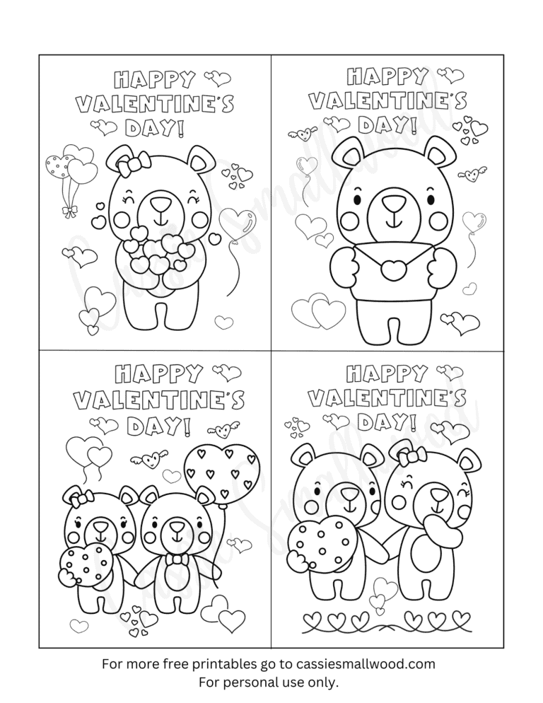 93 CUTEST Printable Valentine's Day Cards To Color - Cassie Smallwood
