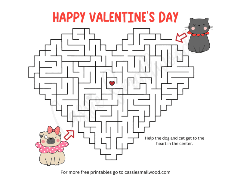10 Valentine's Day Maze Worksheets (Free Printable) - Cassie Smallwood