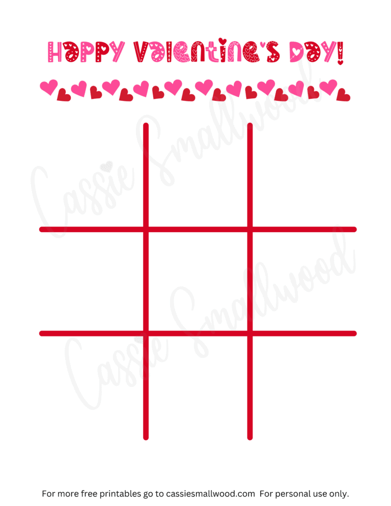 Free Printable Valentine Tic Tac Toe Games - Cassie Smallwood