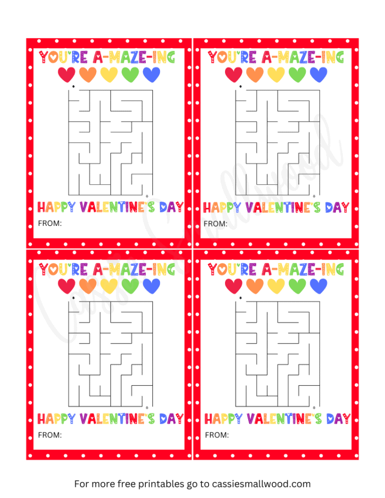 10 Valentine's Day Maze Worksheets (Free Printable) - Cassie Smallwood