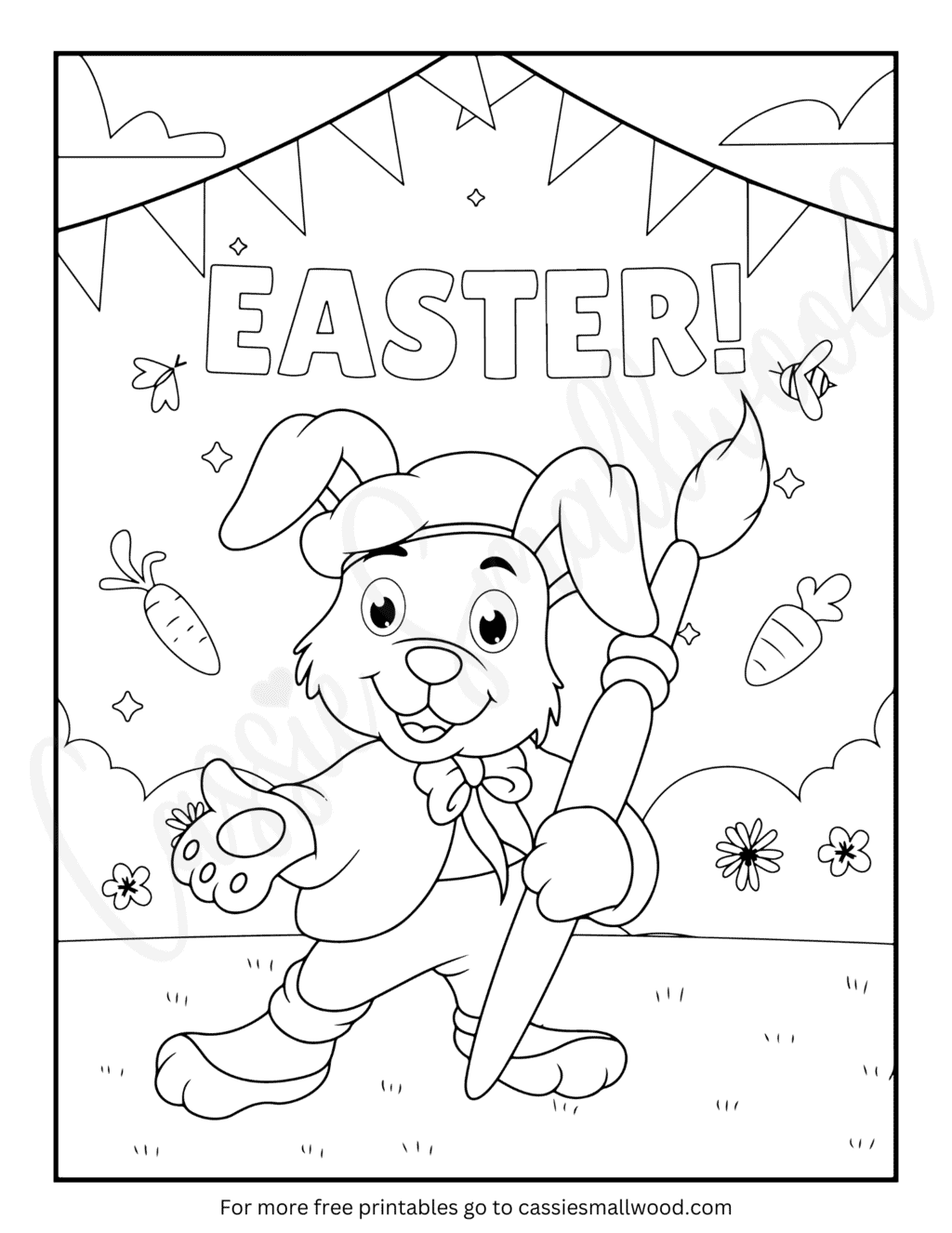 Cute Easter Bunny Coloring Page (1) - Cassie Smallwood