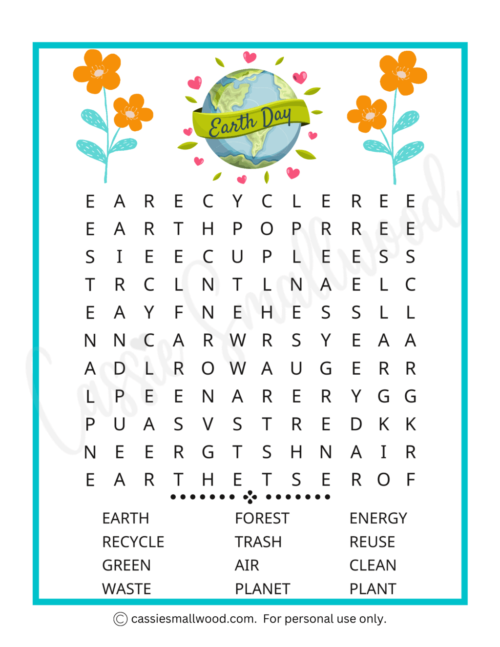 Fun Earth Day Word Search Worksheets (Free Printable) - Cassie Smallwood