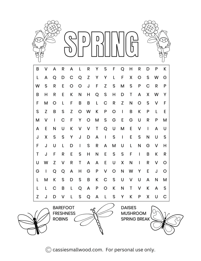 Free Printable Spring Word Search To Color - Cassie Smallwood
