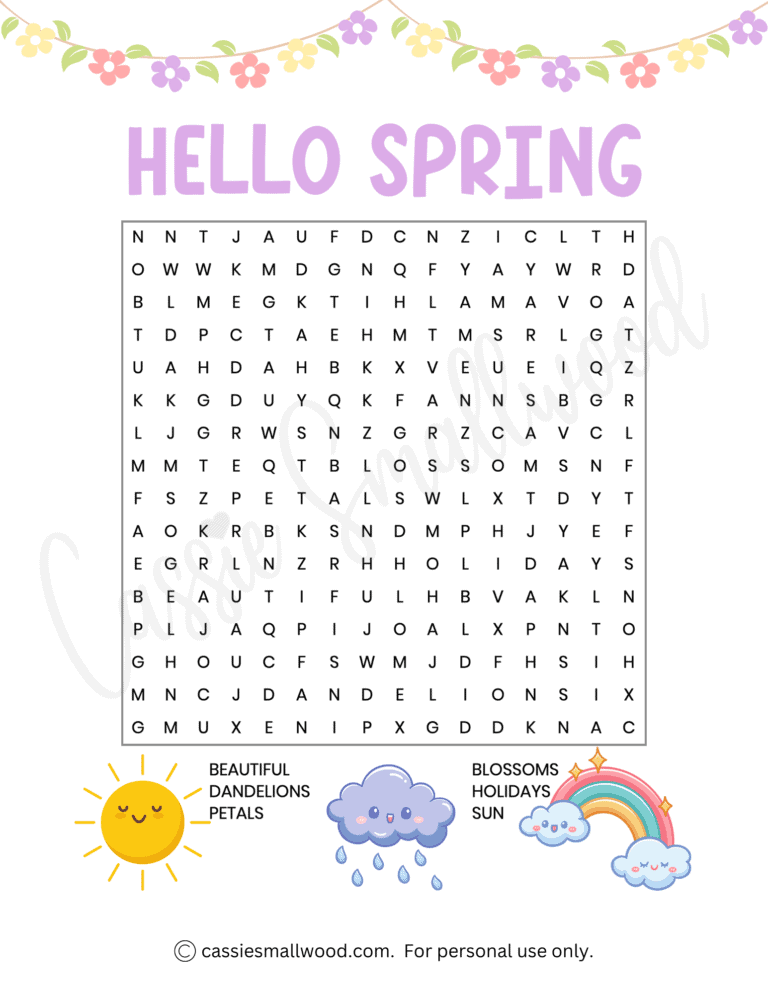 13 Cute Spring Word Search Puzzles (Free Printable) - Cassie Smallwood
