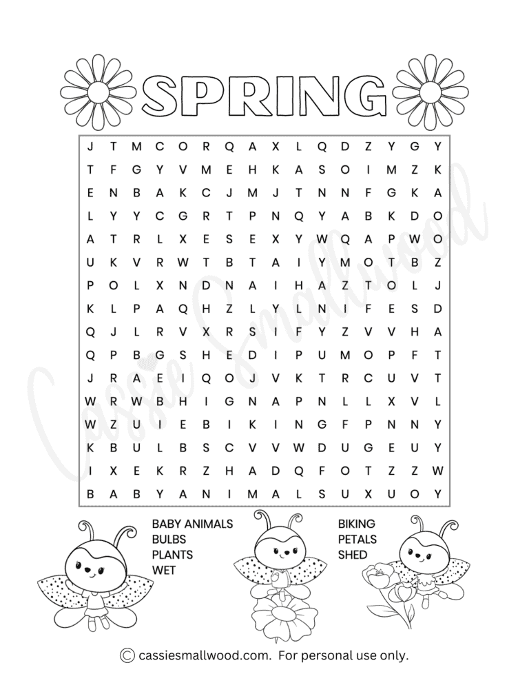 13 Cute Spring Word Search Puzzles (Free Printable) - Cassie Smallwood