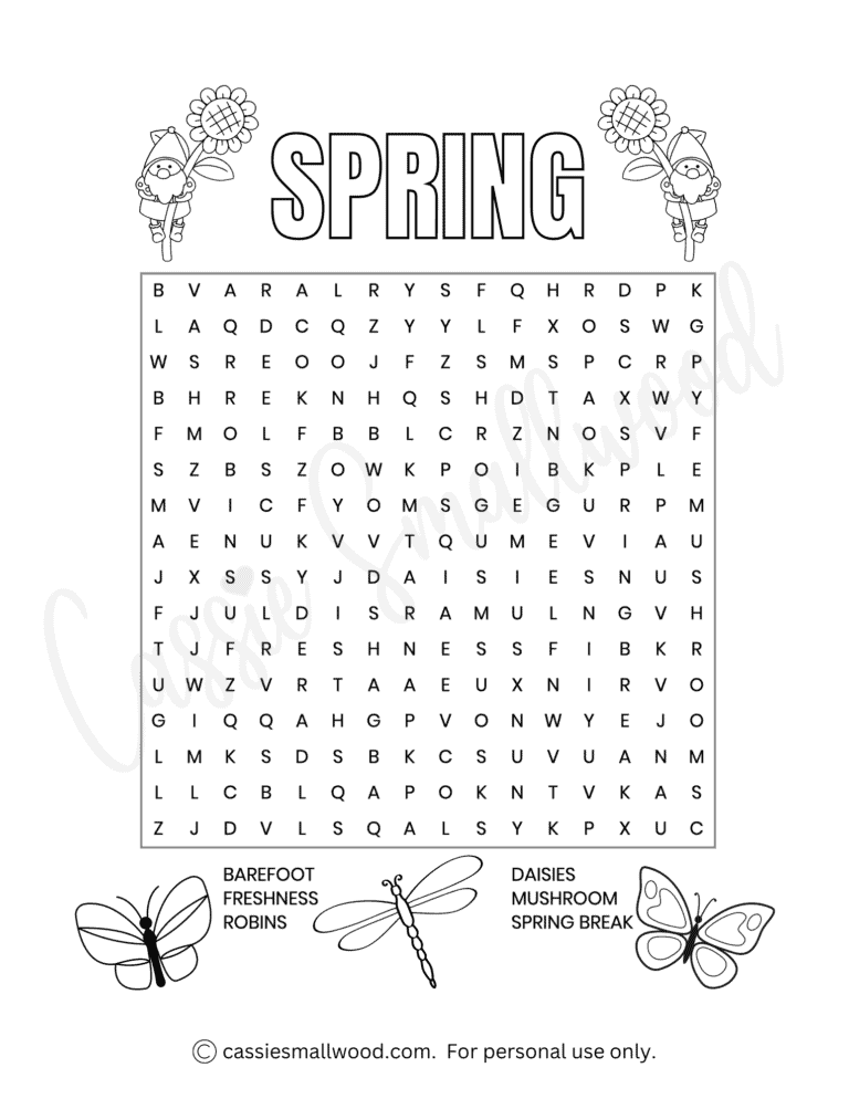 13 Cute Spring Word Search Puzzles (Free Printable) - Cassie Smallwood