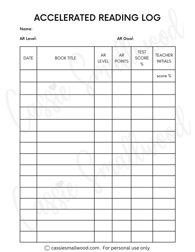 AR Reading Log - Cassie Smallwood