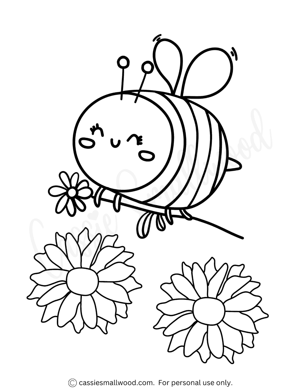 Bee And Flower Coloring Page - Cassie Smallwood