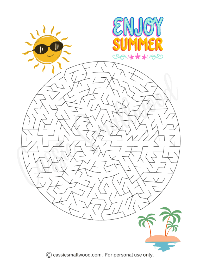 12 Summer Maze Worksheets {Free Printable} - Cassie Smallwood