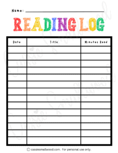 17 Cute Reading Logs {FREE PRINTABLE} - Cassie Smallwood