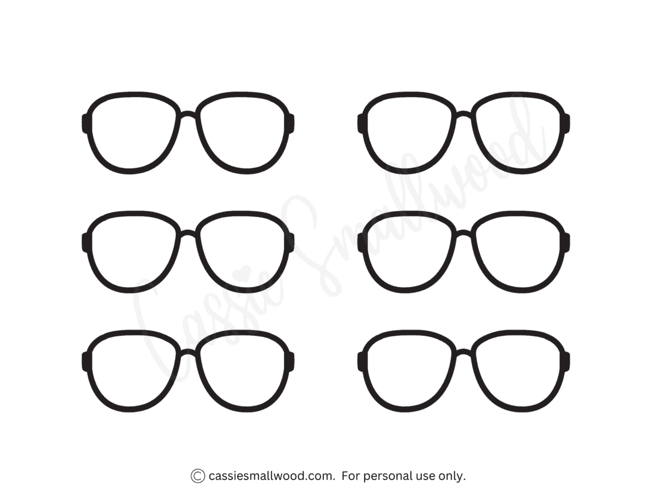 12 Glasses Templates (Sunglasses and Eyeglasses) - Cassie Smallwood