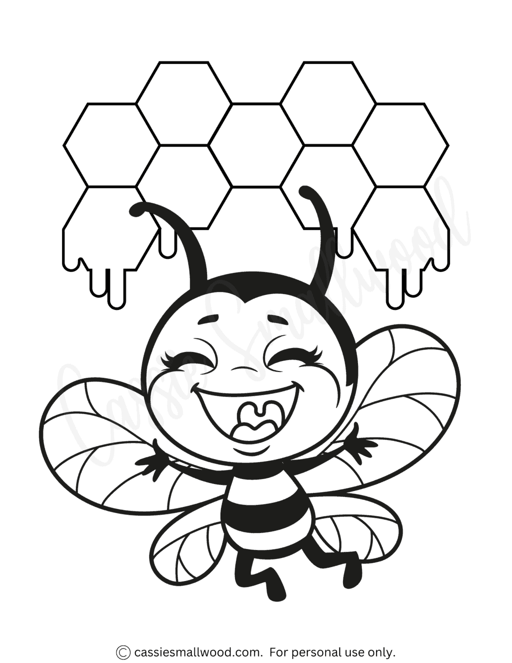 Bee And Honeycomb Picture To Color - Cassie Smallwood