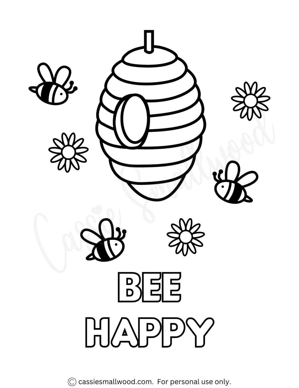 50 Cute Bee Coloring Pages (Free Printable) - Cassie Smallwood